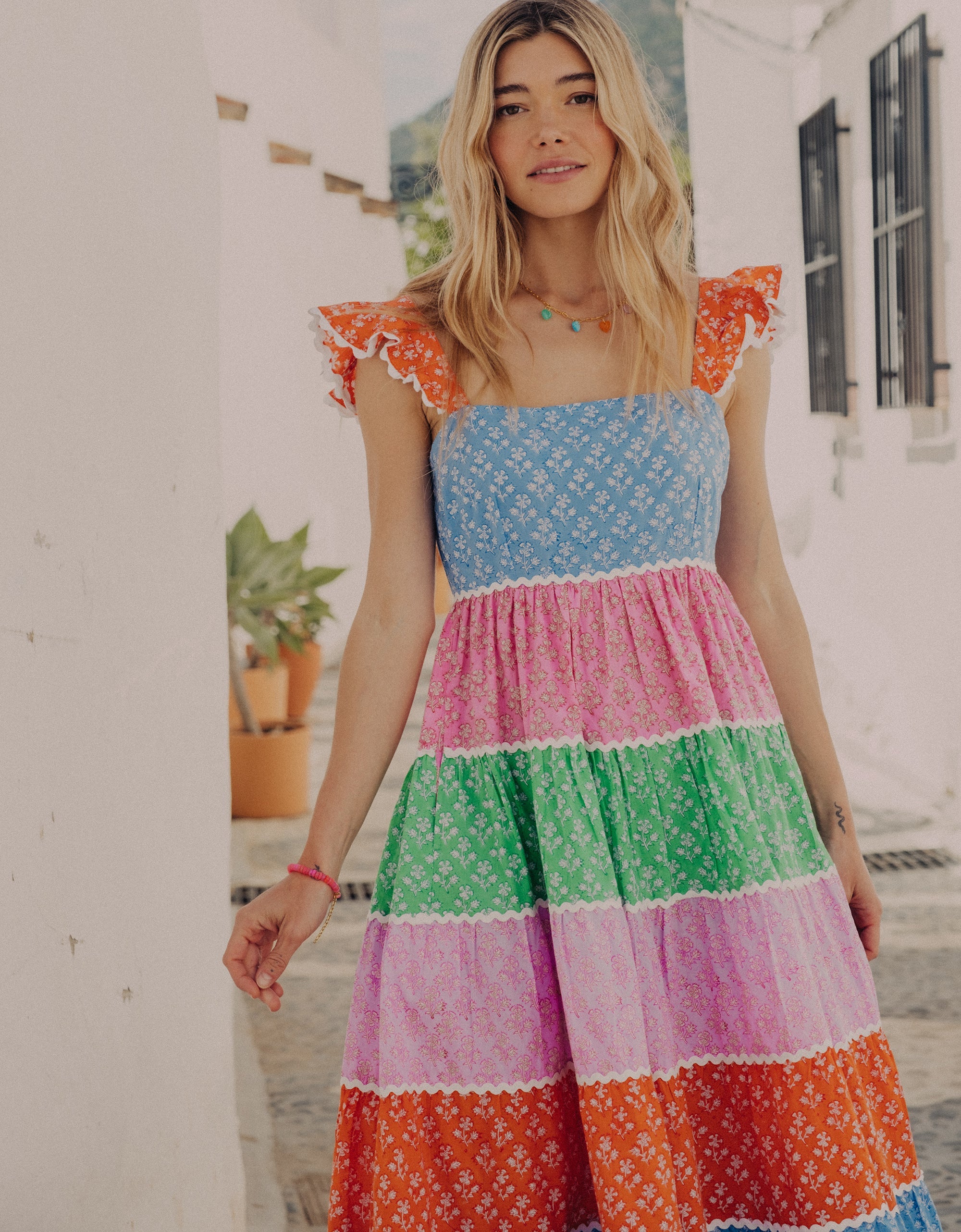 Rainbow Patchwork Xanthe Dress – Pink City Prints